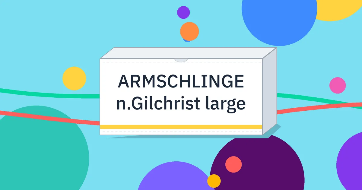 Symbolbild: Packung mit der Aufschrift ARMSCHLINGE n.Gilchrist large (PZN 00467904) – Verfügbarkeit und Bezug in Apotheken in Frankfurt am Main