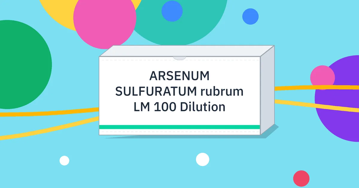 Symbolbild: Packung mit der Aufschrift ARSENUM SULFURATUM rubrum LM 100 Dilution (PZN 12780061) – Verfügbarkeit und Bezug in Apotheken in Frankfurt am Main
