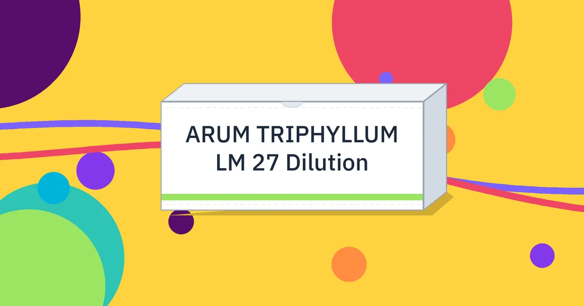 Symbolbild: Packung mit der Aufschrift ARUM TRIPHYLLUM LM 27 Dilution (PZN 12780859) – Verfügbarkeit und Bezug in Apotheken in Frankfurt am Main