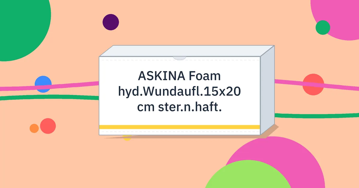 Symbolbild: Packung mit der Aufschrift ASKINA Foam hyd.Wundaufl.15x20 cm ster.n.haft. (PZN 18208617) – Verfügbarkeit und Bezug in Apotheken in Frankfurt am Main