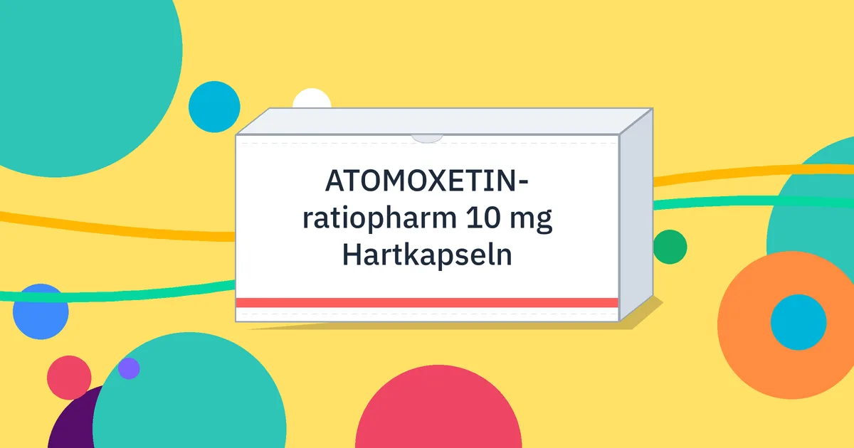 Symbolbild: Packung mit der Aufschrift ATOMOXETIN-ratiopharm 10 mg Hartkapseln (PZN 14174910) – Verfügbarkeit und Bezug in Apotheken in Frankfurt am Main