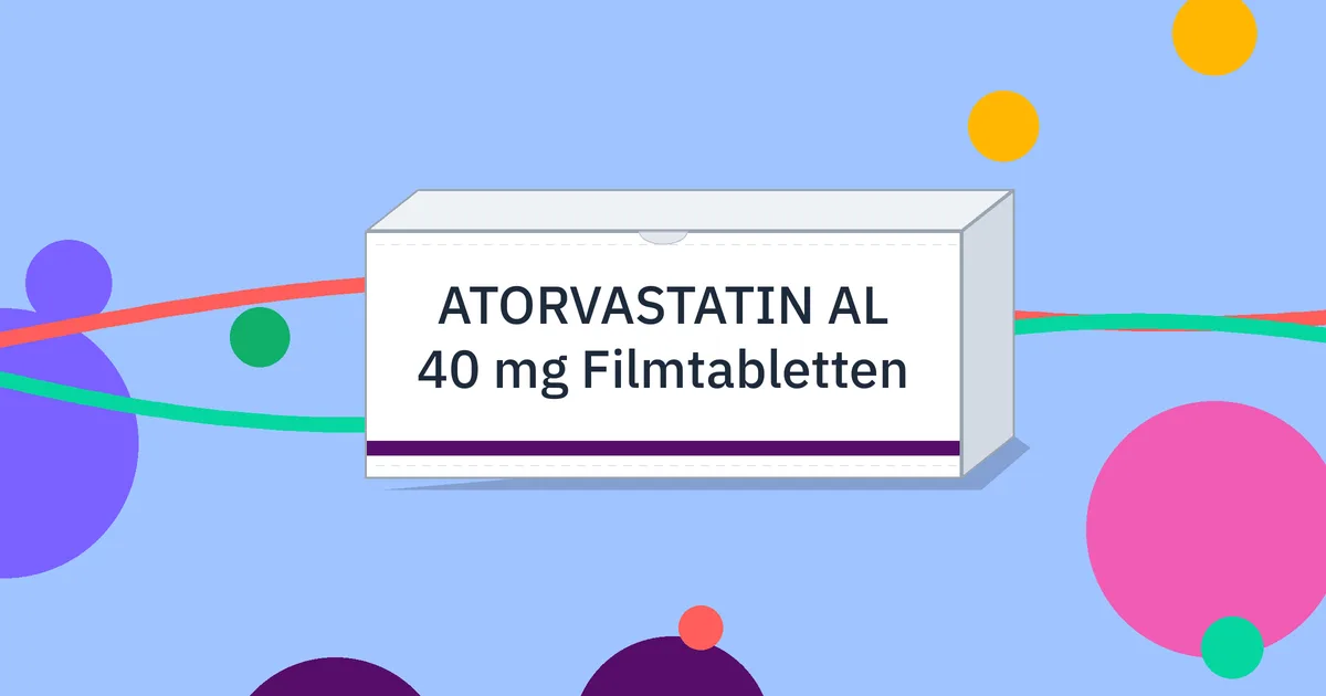 Symbolbild: Packung mit der Aufschrift ATORVASTATIN AL 40 mg Filmtabletten (PZN 09281874) – Verfügbarkeit und Bezug in Apotheken in Frankfurt am Main