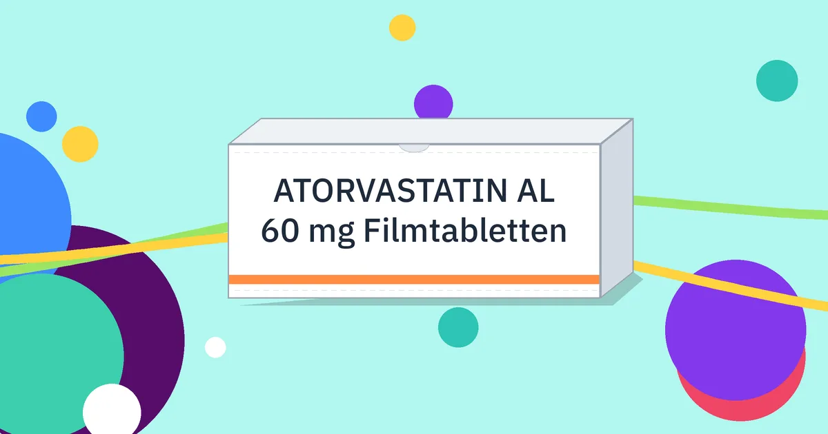 Symbolbild: Packung mit der Aufschrift ATORVASTATIN AL 60 mg Filmtabletten (PZN 16021607) – Verfügbarkeit und Bezug in Apotheken in Frankfurt am Main