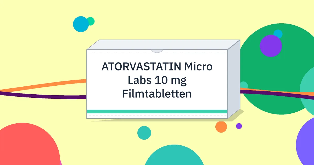 Symbolbild: Packung mit der Aufschrift ATORVASTATIN Micro Labs 10 mg Filmtabletten (PZN 16576239) – Verfügbarkeit und Bezug in Apotheken in Frankfurt am Main