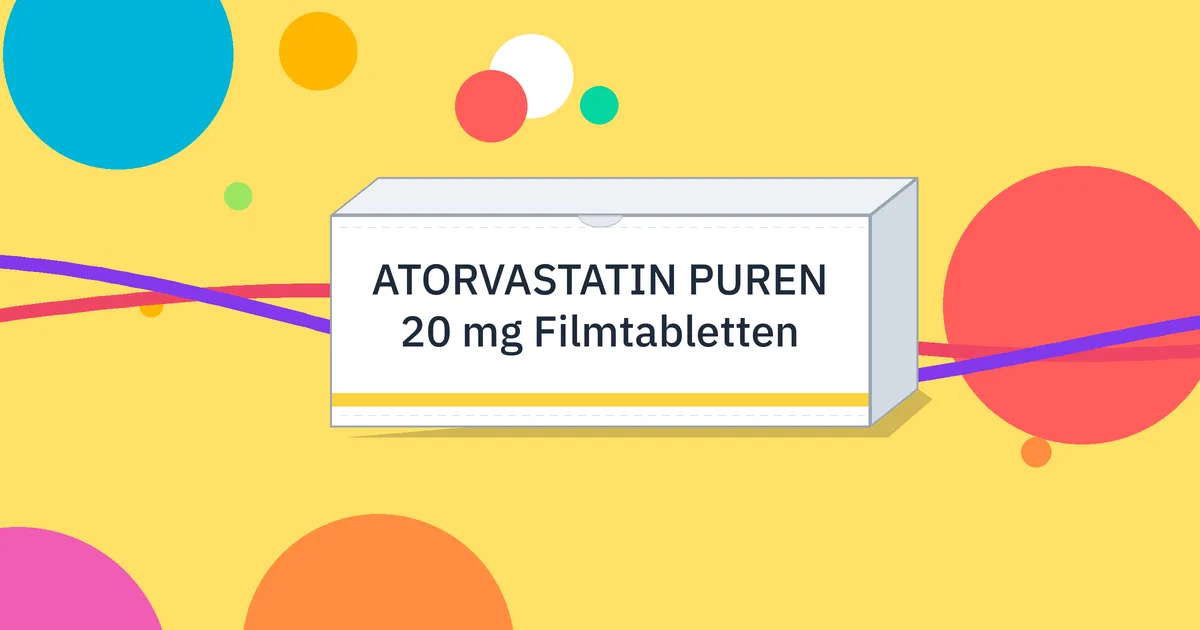 Symbolbild: Packung mit der Aufschrift ATORVASTATIN PUREN 20 mg Filmtabletten (PZN 11297339) – Verfügbarkeit und Bezug in Apotheken in Frankfurt am Main