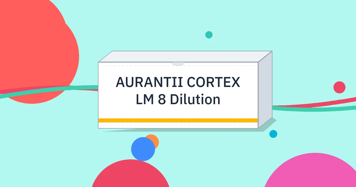 Symbolbild: Packung mit der Aufschrift AURANTII CORTEX LM 8 Dilution (PZN 13372915) – Verfügbarkeit und Bezug in Apotheken in Frankfurt am Main