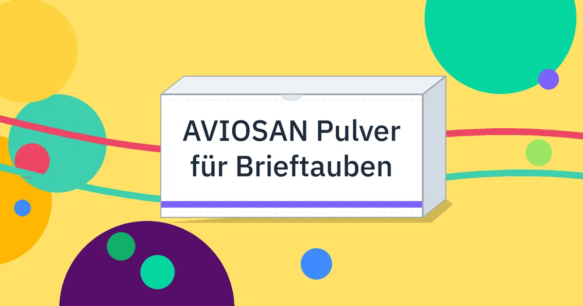 Symbolbild: Packung mit der Aufschrift AVIOSAN Pulver für Brieftauben (PZN 03423385) – Verfügbarkeit und Bezug in Apotheken in Frankfurt am Main
