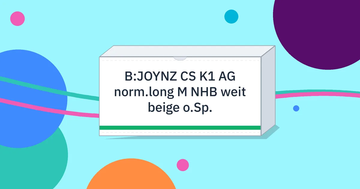 Symbolbild: Packung mit der Aufschrift B:JOYNZ CS K1 AG norm.long M NHB weit beige o.Sp. (PZN 20535832) – Verfügbarkeit und Bezug in Apotheken in Frankfurt am Main