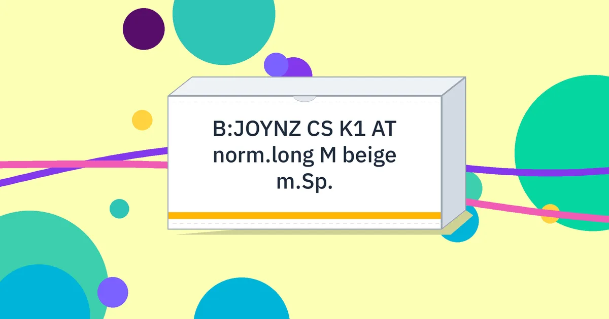 Symbolbild: Packung mit der Aufschrift B:JOYNZ CS K1 AT norm.long M beige m.Sp. (PZN 20536990) – Verfügbarkeit und Bezug in Apotheken in Frankfurt am Main