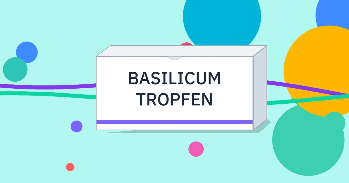 Symbolbild: Packung mit der Aufschrift BASILICUM TROPFEN (PZN 17937768) – Verfügbarkeit und Bezug in Apotheken in Frankfurt am Main