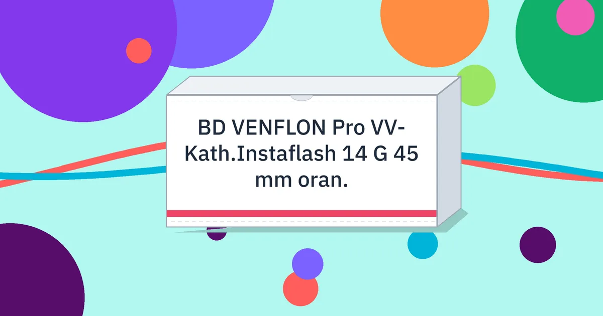 Symbolbild: Packung mit der Aufschrift BD VENFLON Pro VV-Kath.Instaflash 14 G 45 mm oran. (PZN 20273384) – Verfügbarkeit und Bezug in Apotheken in Frankfurt am Main