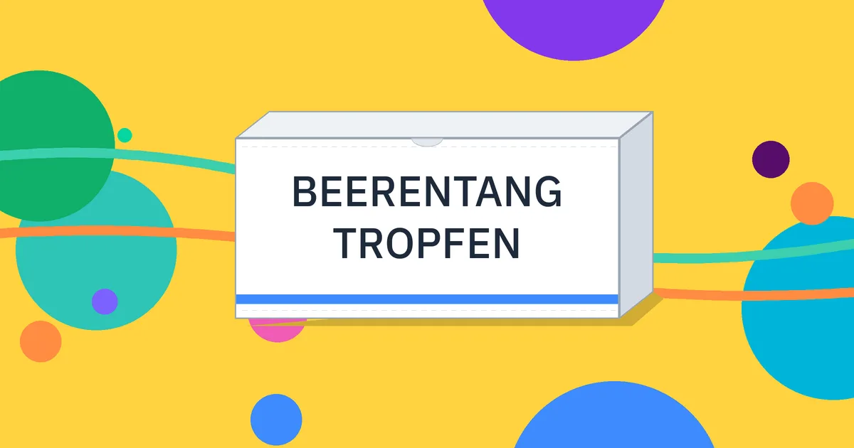 Symbolbild: Packung mit der Aufschrift BEERENTANG TROPFEN (PZN 15229978) – Verfügbarkeit und Bezug in Apotheken in Frankfurt am Main