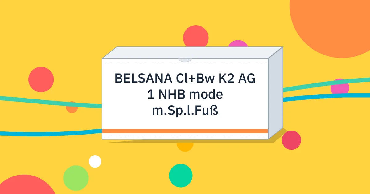 Symbolbild: Packung mit der Aufschrift BELSANA Cl+Bw K2 AG 1 NHB mode m.Sp.l.Fuß (PZN 12242599) – Verfügbarkeit und Bezug in Apotheken in Frankfurt am Main