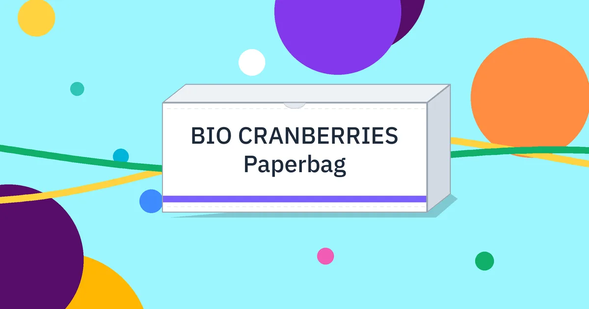 Symbolbild: Packung mit der Aufschrift BIO CRANBERRIES Paperbag (PZN 09464988) – Verfügbarkeit und Bezug in Apotheken in Frankfurt am Main