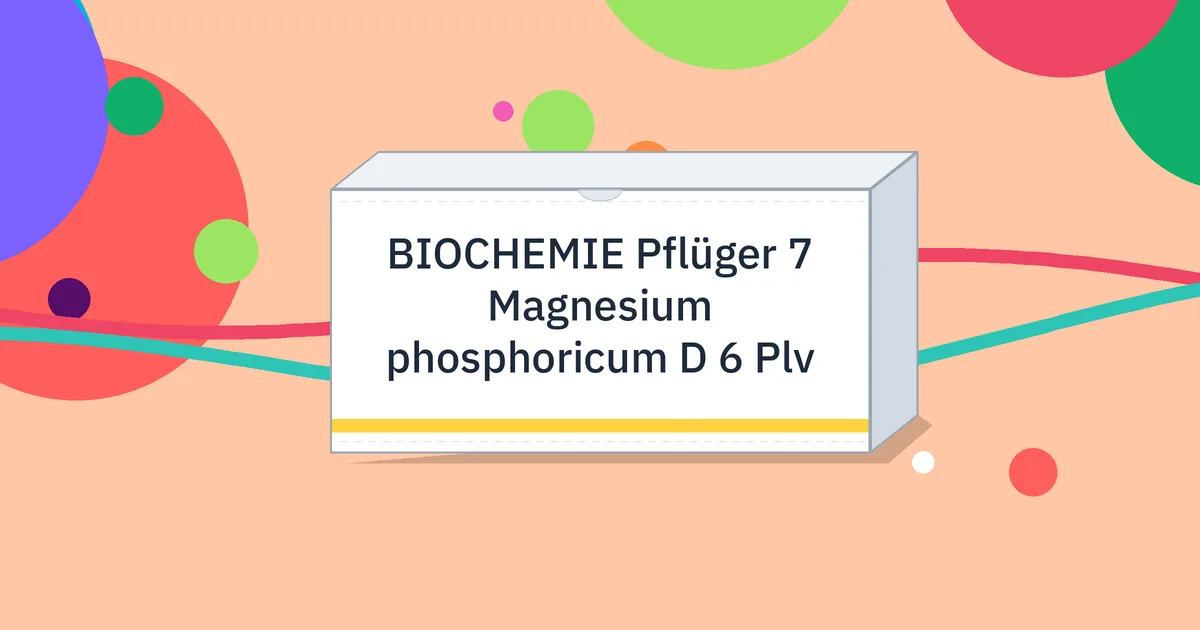 Symbolbild: Packung mit der Aufschrift BIOCHEMIE Pflüger 7 Magnesium phosphoricum D 6 Plv (PZN 16522491) – Verfügbarkeit und Bezug in Apotheken in Frankfurt am Main