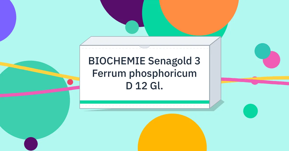 Symbolbild: Packung mit der Aufschrift BIOCHEMIE Senagold 3 Ferrum phosphoricum D 12 Gl. (PZN 06827798) – Verfügbarkeit und Bezug in Apotheken in Frankfurt am Main