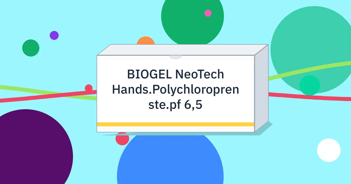Symbolbild: Packung mit der Aufschrift BIOGEL NeoTech Hands.Polychloropren ste.pf 6,5 (PZN 20867014) – Verfügbarkeit und Bezug in Apotheken in Frankfurt am Main