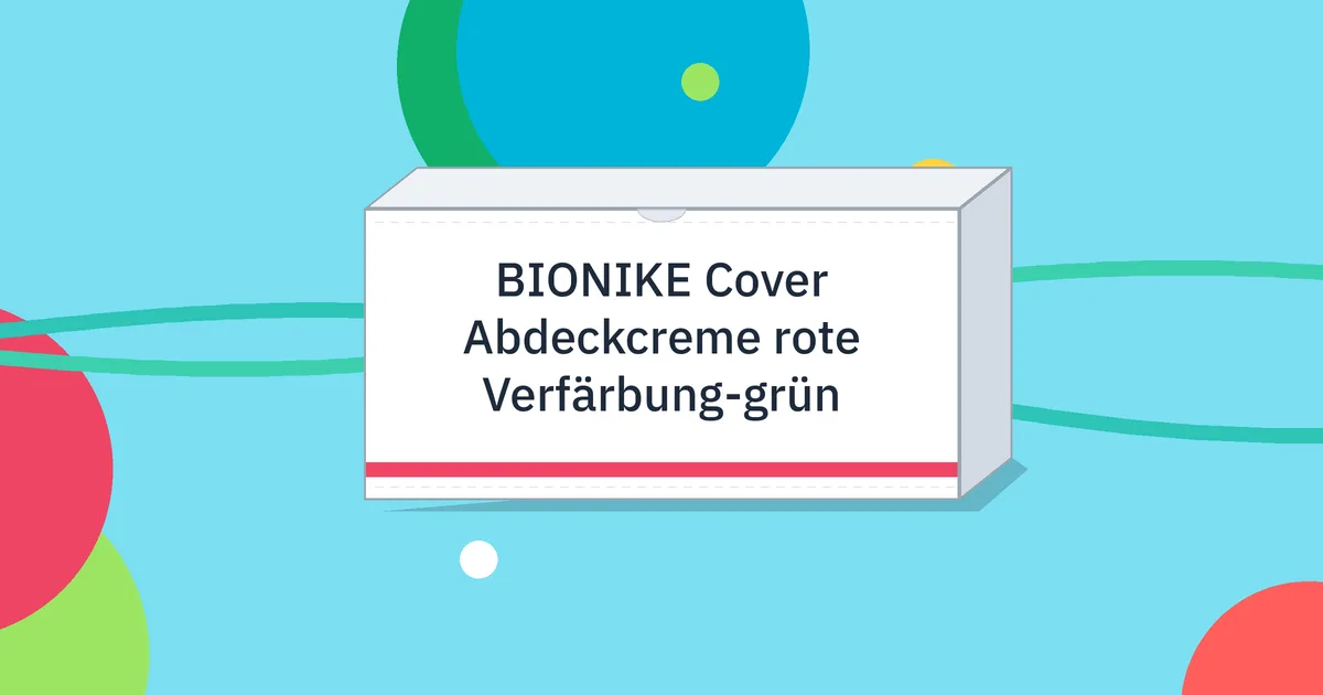 Symbolbild: Packung mit der Aufschrift BIONIKE Cover Abdeckcreme rote Verfärbung-grün (PZN 12606073) – Verfügbarkeit und Bezug in Apotheken in Frankfurt am Main