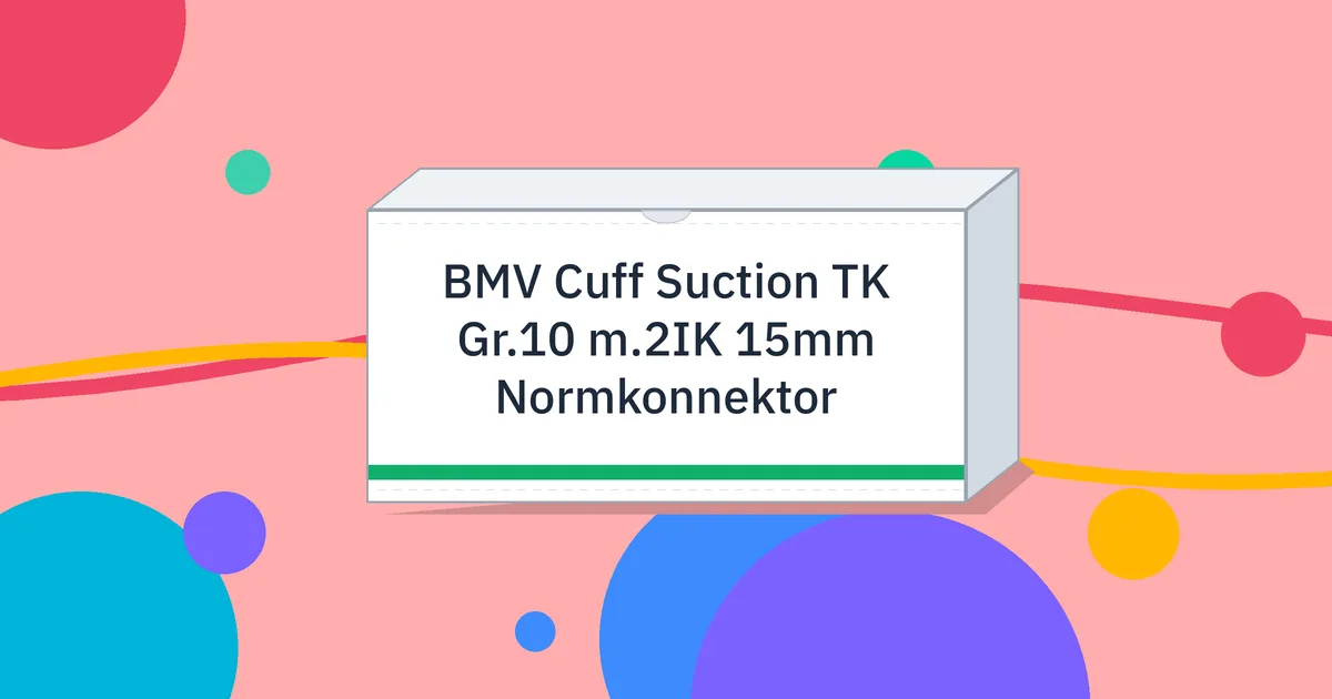 Symbolbild: Packung mit der Aufschrift BMV Cuff Suction TK Gr.10 m.2IK 15mm Normkonnektor (PZN 18383527) – Verfügbarkeit und Bezug in Apotheken in Frankfurt am Main
