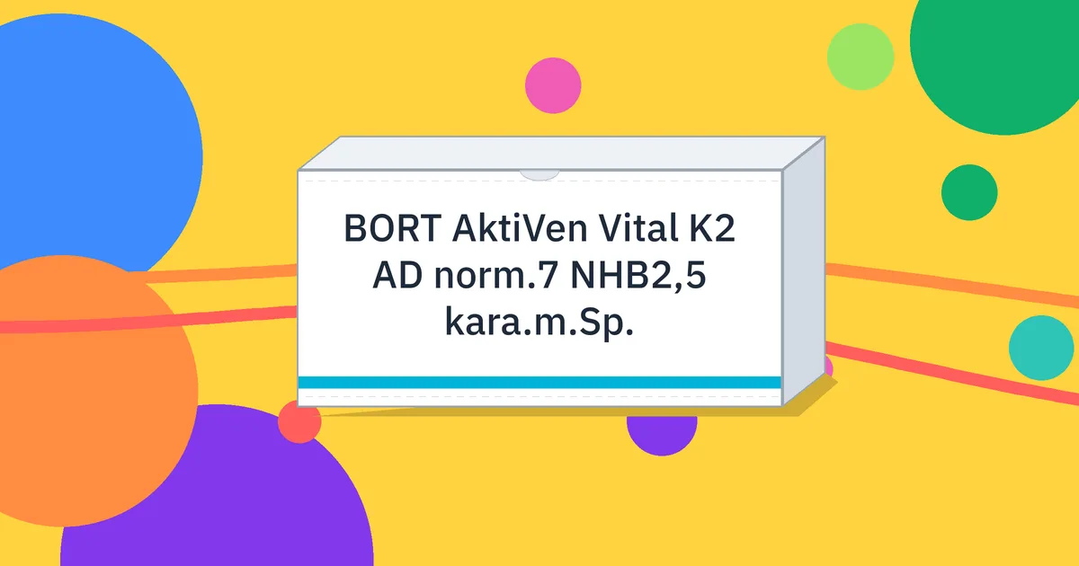 Symbolbild: Packung mit der Aufschrift BORT AktiVen Vital K2 AD norm.7 NHB2,5 kara.m.Sp. (PZN 17497772) – Verfügbarkeit und Bezug in Apotheken in Frankfurt am Main