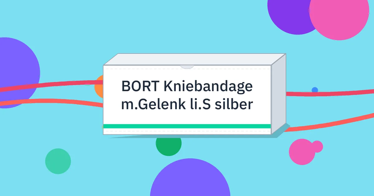 Symbolbild: Packung mit der Aufschrift BORT Kniebandage m.Gelenk li.S silber (PZN 11055197) – Verfügbarkeit und Bezug in Apotheken in Frankfurt am Main