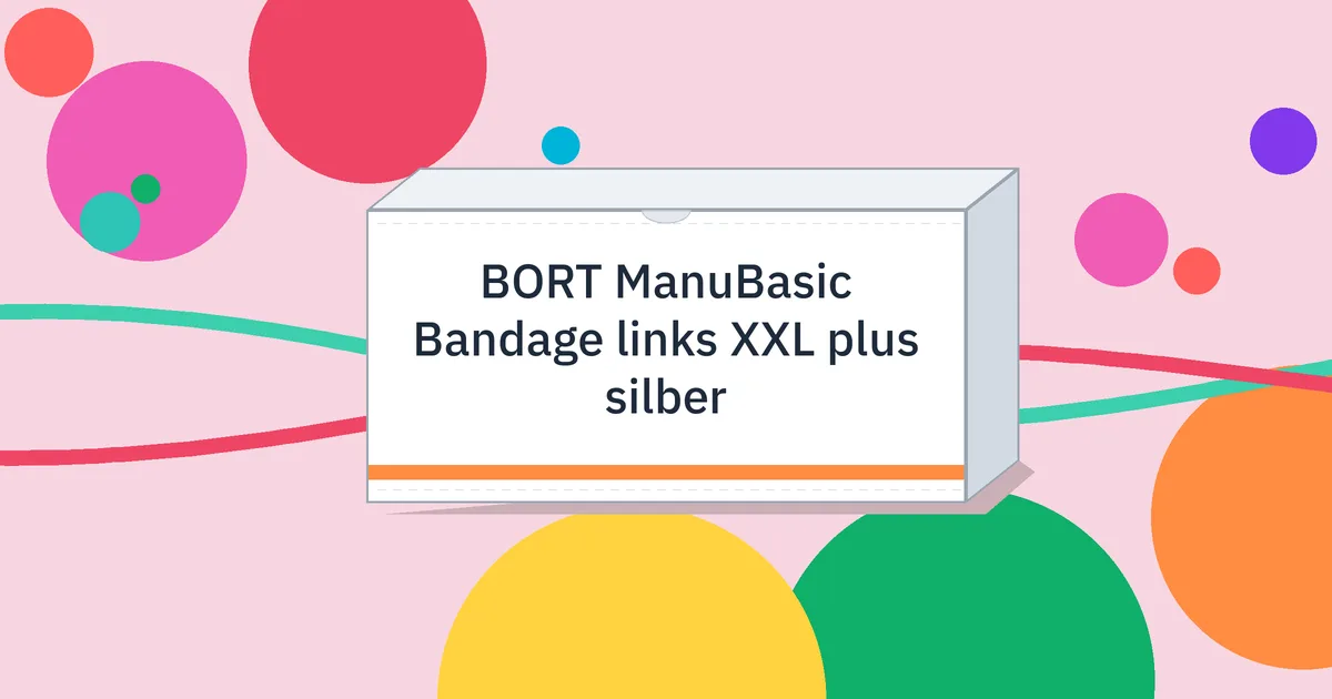 Symbolbild: Packung mit der Aufschrift BORT ManuBasic Bandage links XXL plus silber (PZN 18270036) – Verfügbarkeit und Bezug in Apotheken in Frankfurt am Main