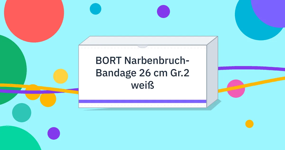 Symbolbild: Packung mit der Aufschrift BORT Narbenbruch-Bandage 26 cm Gr.2 weiß (PZN 11581862) – Verfügbarkeit und Bezug in Apotheken in Frankfurt am Main