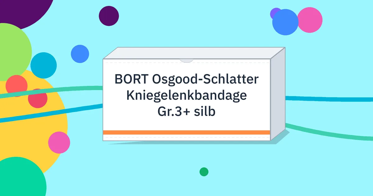 Symbolbild: Packung mit der Aufschrift BORT Osgood-Schlatter Kniegelenkbandage Gr.3+ silb (PZN 16844987) – Verfügbarkeit und Bezug in Apotheken in Frankfurt am Main