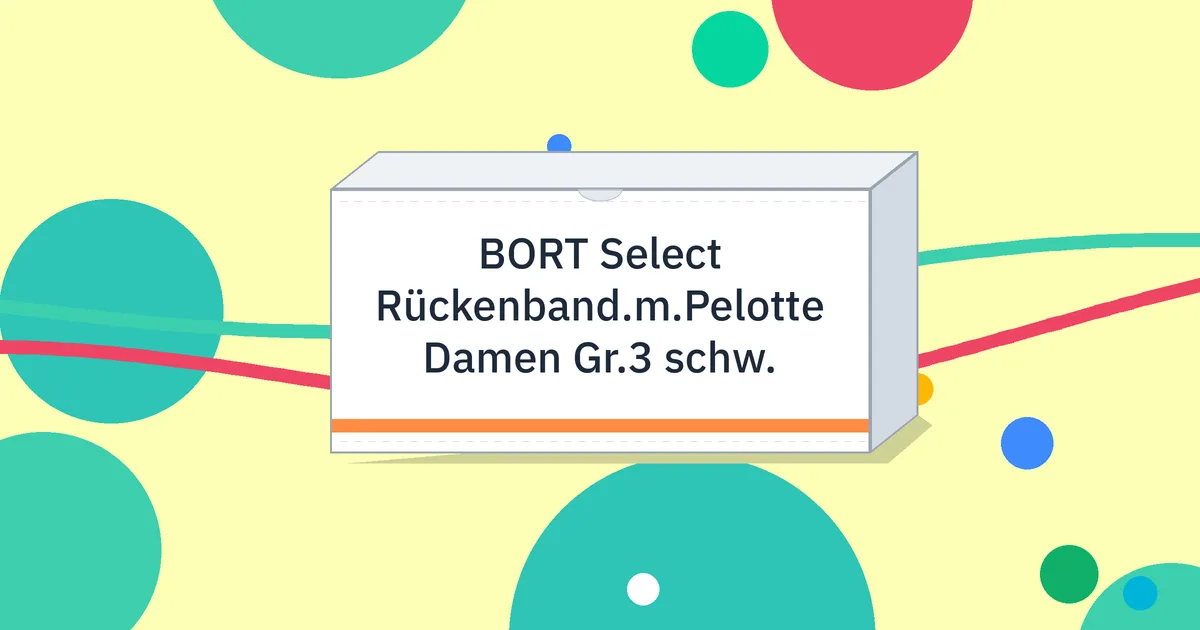 Symbolbild: Packung mit der Aufschrift BORT Select Rückenband.m.Pelotte Damen Gr.3 schw. (PZN 14273747) – Verfügbarkeit und Bezug in Apotheken in Frankfurt am Main