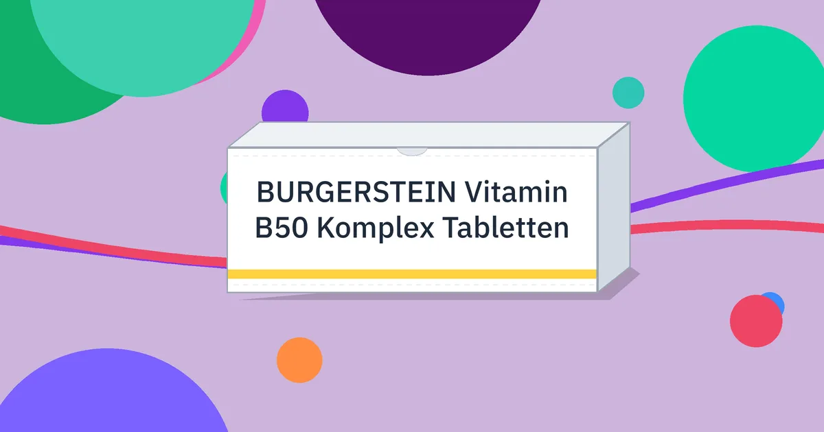 Symbolbild: Packung mit der Aufschrift BURGERSTEIN Vitamin B50 Komplex Tabletten (PZN 17375282) – Verfügbarkeit und Bezug in Apotheken in Frankfurt am Main