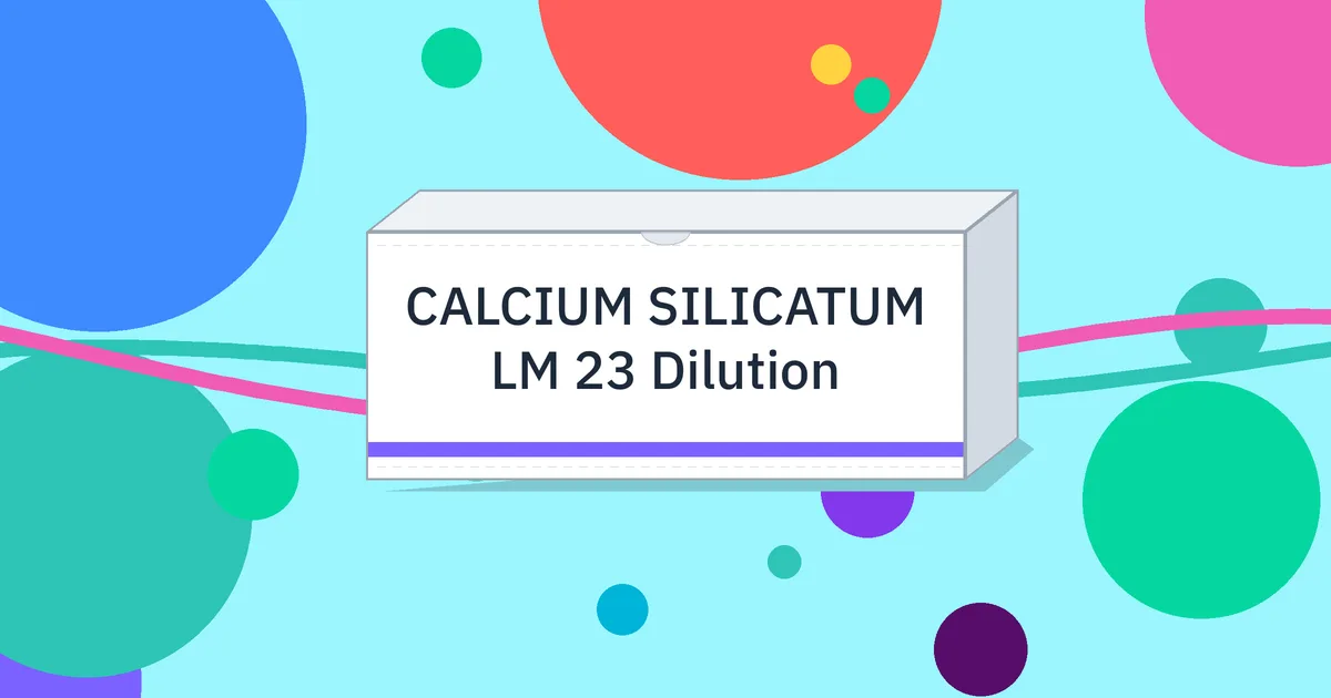 Symbolbild: Packung mit der Aufschrift CALCIUM SILICATUM LM 23 Dilution (PZN 12805743) – Verfügbarkeit und Bezug in Apotheken in Frankfurt am Main
