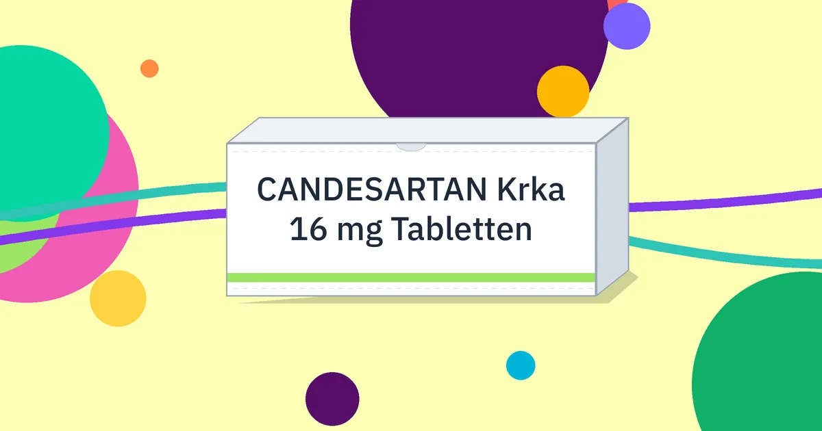 Symbolbild: Packung mit der Aufschrift CANDESARTAN Krka 16 mg Tabletten (PZN 14272512) – Verfügbarkeit und Bezug in Apotheken in Frankfurt am Main