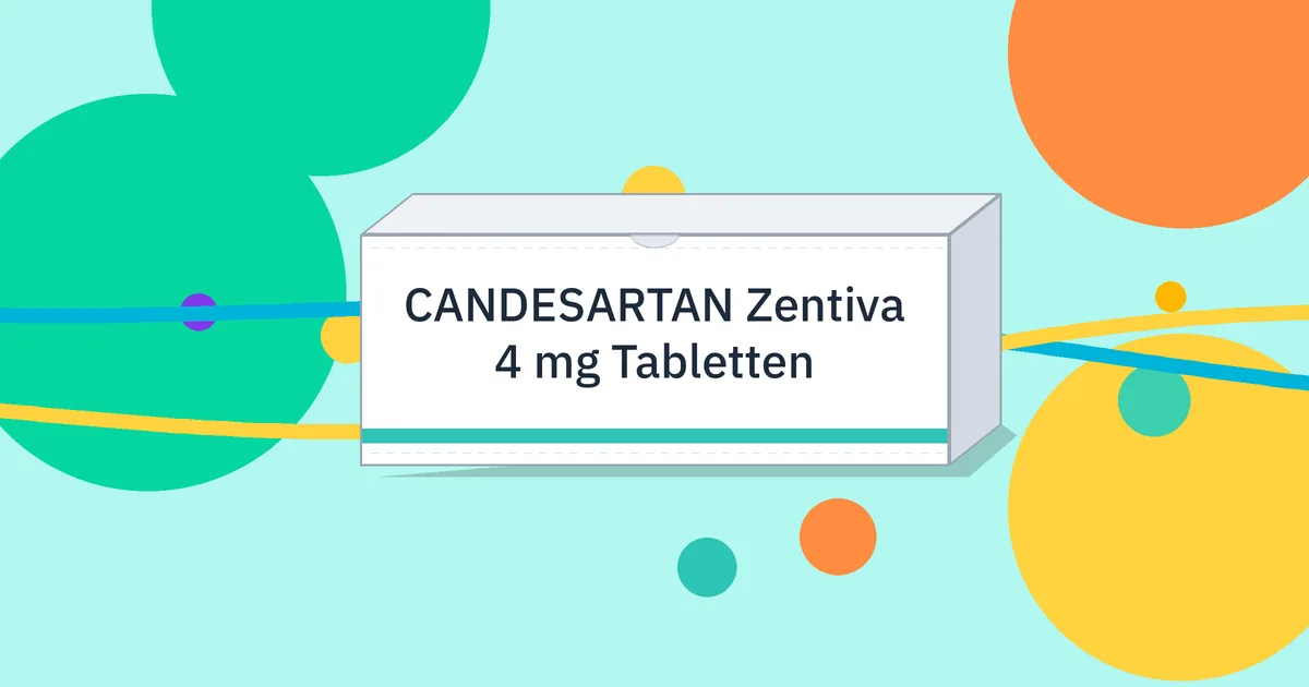 Symbolbild: Packung mit der Aufschrift CANDESARTAN Zentiva 4 mg Tabletten (PZN 09392177) – Verfügbarkeit und Bezug in Apotheken in Frankfurt am Main