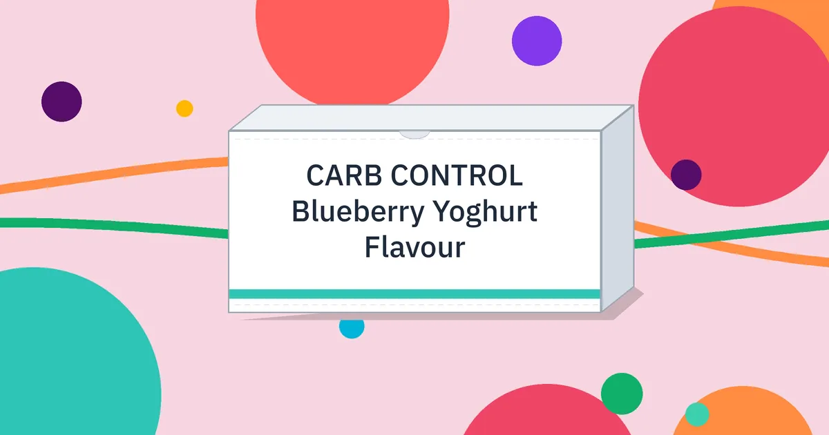 Symbolbild: Packung mit der Aufschrift CARB CONTROL Blueberry Yoghurt Flavour (PZN 07090578) – Verfügbarkeit und Bezug in Apotheken in Frankfurt am Main