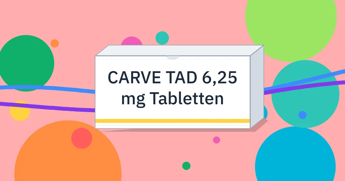 Symbolbild: Packung mit der Aufschrift CARVE TAD 6,25 mg Tabletten (PZN 00014120) – Verfügbarkeit und Bezug in Apotheken in Frankfurt am Main