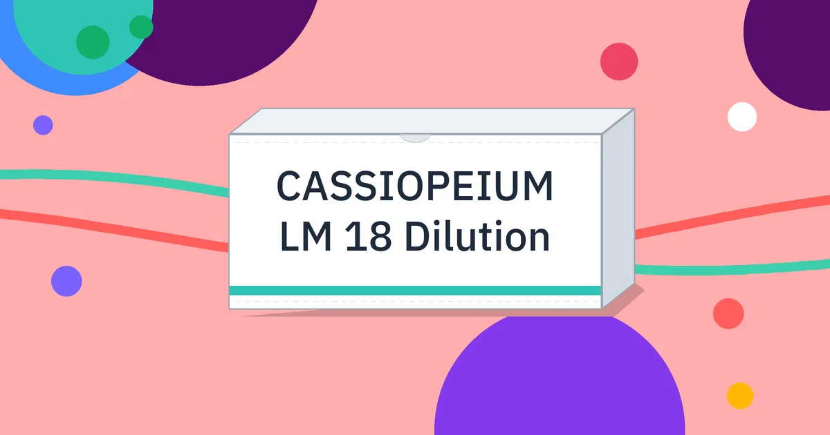 Symbolbild: Packung mit der Aufschrift CASSIOPEIUM LM 18 Dilution (PZN 13433930) – Verfügbarkeit und Bezug in Apotheken in Frankfurt am Main