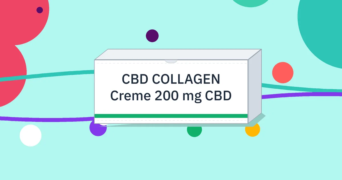 Symbolbild: Packung mit der Aufschrift CBD COLLAGEN Creme 200 mg CBD (PZN 19399068) – Verfügbarkeit und Bezug in Apotheken in Frankfurt am Main