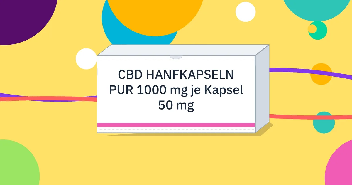 Symbolbild: Packung mit der Aufschrift CBD HANFKAPSELN PUR 1000 mg je Kapsel 50 mg (PZN 15584389) – Verfügbarkeit und Bezug in Apotheken in Frankfurt am Main