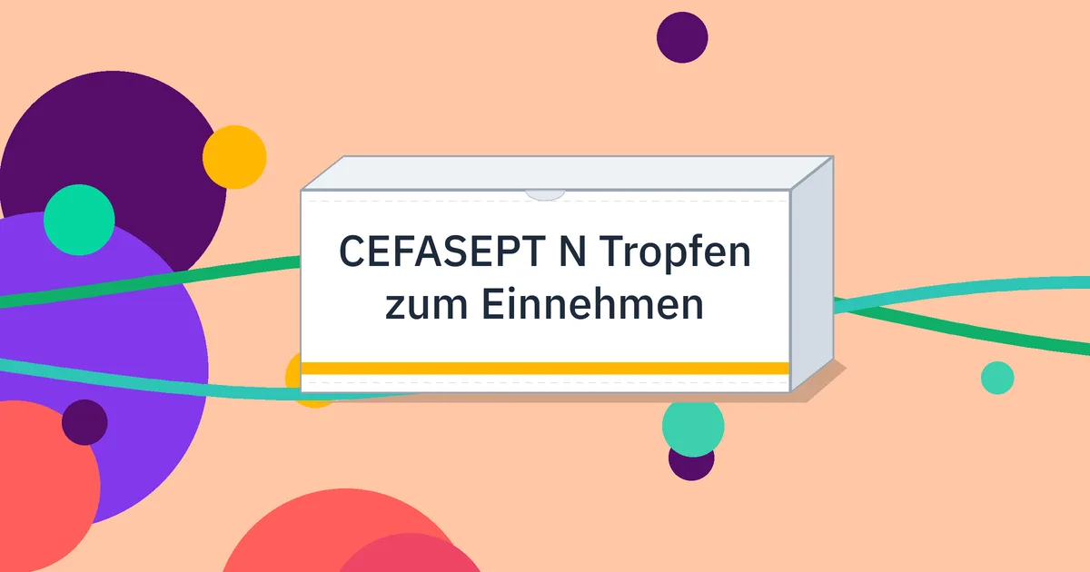 Symbolbild: Packung mit der Aufschrift CEFASEPT N Tropfen zum Einnehmen (PZN 02641298) – Verfügbarkeit und Bezug in Apotheken in Frankfurt am Main