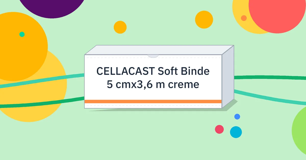 Symbolbild: Packung mit der Aufschrift CELLACAST Soft Binde 5 cmx3,6 m creme (PZN 14251881) – Verfügbarkeit und Bezug in Apotheken in Frankfurt am Main