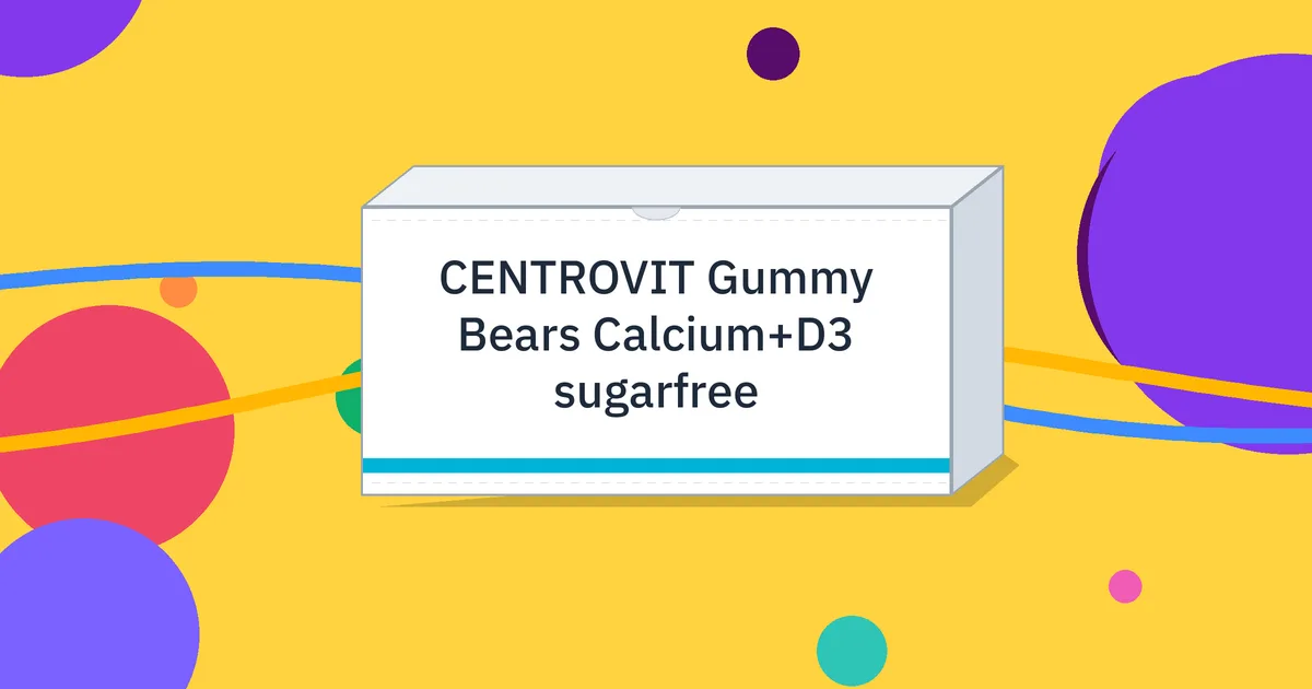Symbolbild: Packung mit der Aufschrift CENTROVIT Gummy Bears Calcium+D3 sugarfree (PZN 19148320) – Verfügbarkeit und Bezug in Apotheken in Frankfurt am Main