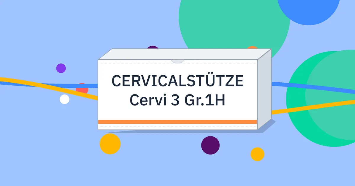 Symbolbild: Packung mit der Aufschrift CERVICALSTÜTZE Cervi 3 Gr.1H (PZN 05043362) – Verfügbarkeit und Bezug in Apotheken in Frankfurt am Main