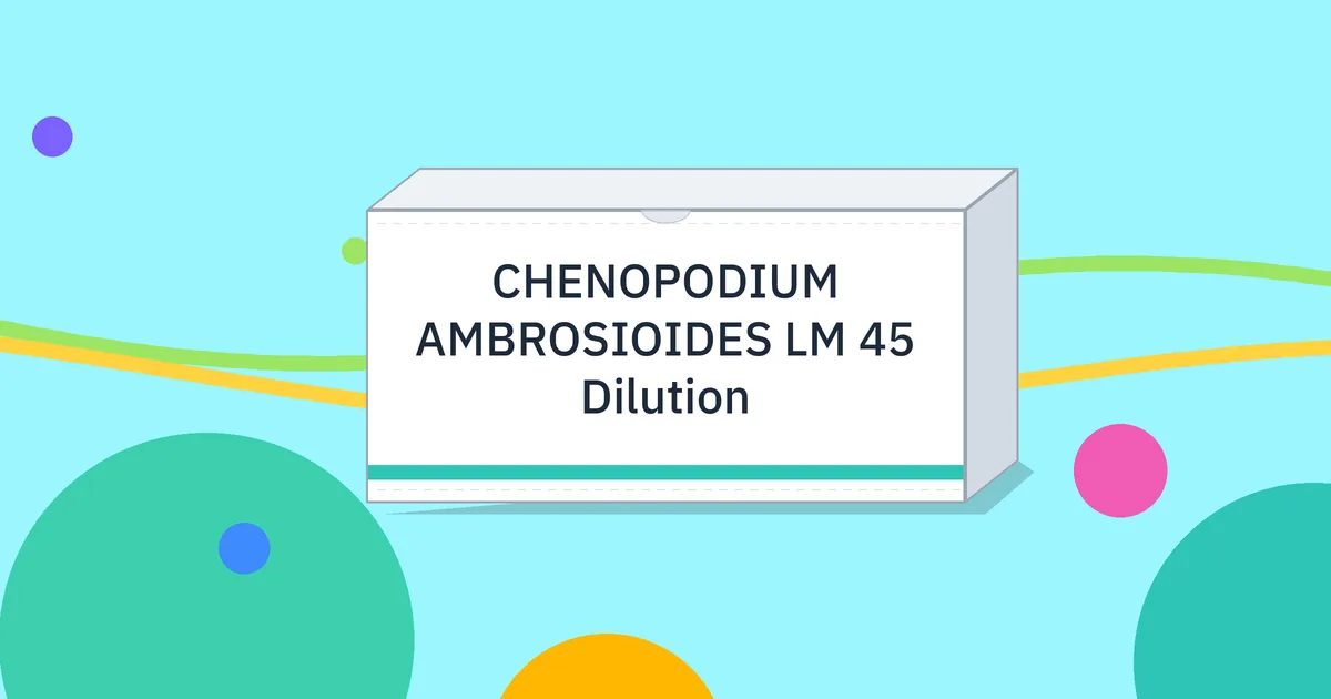 Symbolbild: Packung mit der Aufschrift CHENOPODIUM AMBROSIOIDES LM 45 Dilution (PZN 13440597) – Verfügbarkeit und Bezug in Apotheken in Frankfurt am Main
