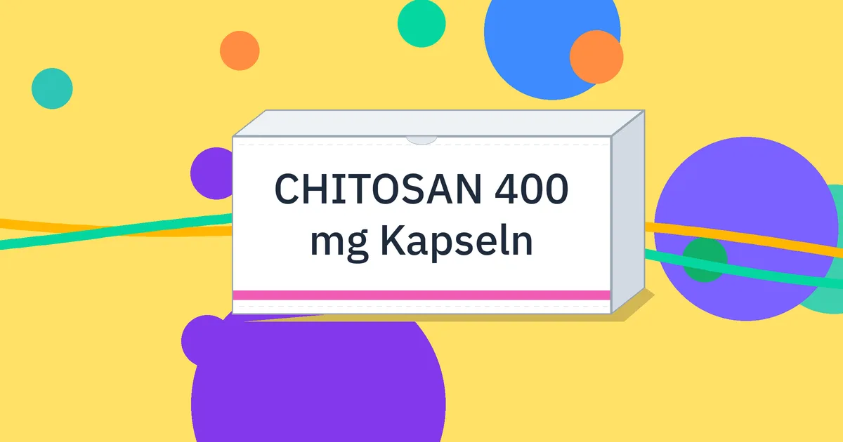 Symbolbild: Packung mit der Aufschrift CHITOSAN 400 mg Kapseln (PZN 15615115) – Verfügbarkeit und Bezug in Apotheken in Frankfurt am Main