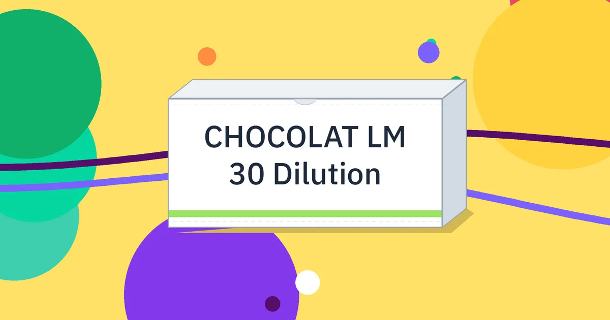 Symbolbild: Packung mit der Aufschrift CHOCOLAT LM 30 Dilution (PZN 12817120) – Verfügbarkeit und Bezug in Apotheken in Frankfurt am Main