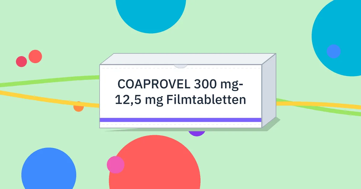 Symbolbild: Packung mit der Aufschrift COAPROVEL 300 mg-12,5 mg Filmtabletten (PZN 17947028) – Verfügbarkeit und Bezug in Apotheken in Frankfurt am Main