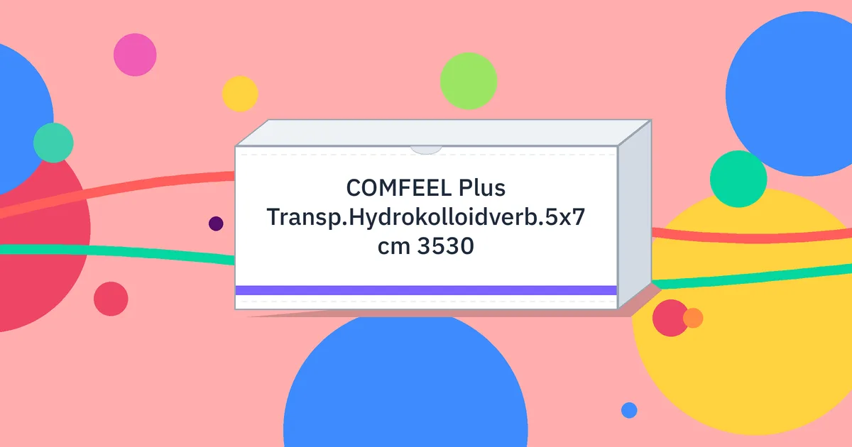 Symbolbild: Packung mit der Aufschrift COMFEEL Plus Transp.Hydrokolloidverb.5x7 cm 3530 (PZN 16007091) – Verfügbarkeit und Bezug in Apotheken in Frankfurt am Main