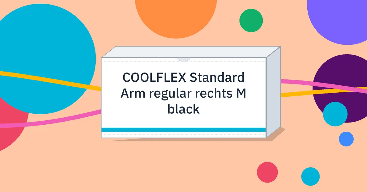 Symbolbild: Packung mit der Aufschrift COOLFLEX Standard Arm regular rechts M black (PZN 20382535) – Verfügbarkeit und Bezug in Apotheken in Frankfurt am Main