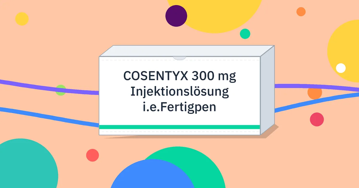 Symbolbild: Packung mit der Aufschrift COSENTYX 300 mg Injektionslösung i.e.Fertigpen (PZN 19668315) – Verfügbarkeit und Bezug in Apotheken in Frankfurt am Main