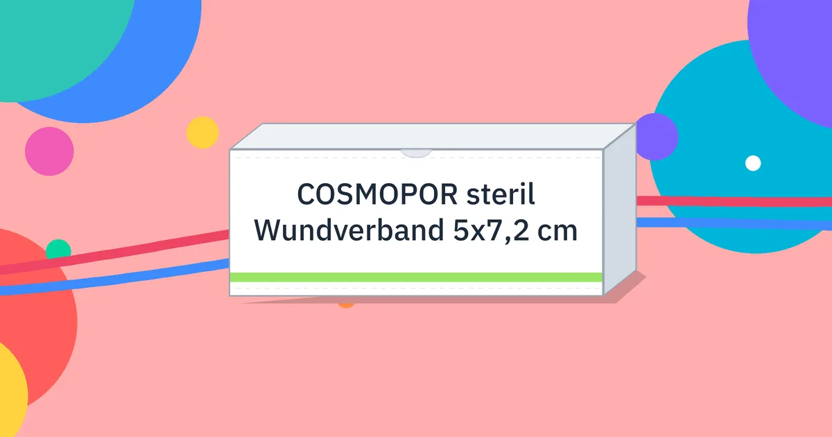 Symbolbild: Packung mit der Aufschrift COSMOPOR steril Wundverband 5x7,2 cm (PZN 19374128) – Verfügbarkeit und Bezug in Apotheken in Frankfurt am Main